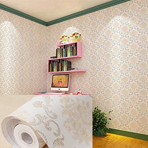 Yifely Gold Damask Self Adhesive Shelf Drawer Liner Decorative Storange Organizers Cabinets Lining Paper Easy to Remove 17.8 Inch by 9.8 Feet