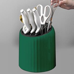 Knife Holder,Rotating Cutlery Silverware Caddy Holder and Kitchen Utensils Storage Organizer for Countertop,Color Fashion Green