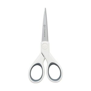 westcott 16376 crafting scissors, 5-inch titanium micro-tip scissors, white/gray