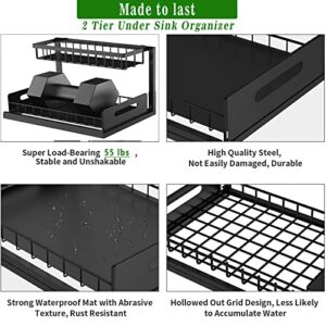 Under Sink Organizers and Storage, Under Cabinet Storage 2 Tier Under Sink Storage Rack, Multi-purpose Under Sink Shelf Organizer for Bathroom Kitchen