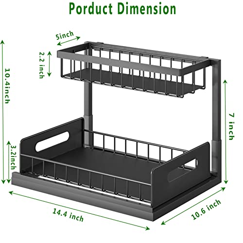 Under Sink Organizers and Storage, Under Cabinet Storage 2 Tier Under Sink Storage Rack, Multi-purpose Under Sink Shelf Organizer for Bathroom Kitchen