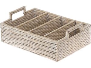 kouboo lo jolla rattan flatware tray, white wash