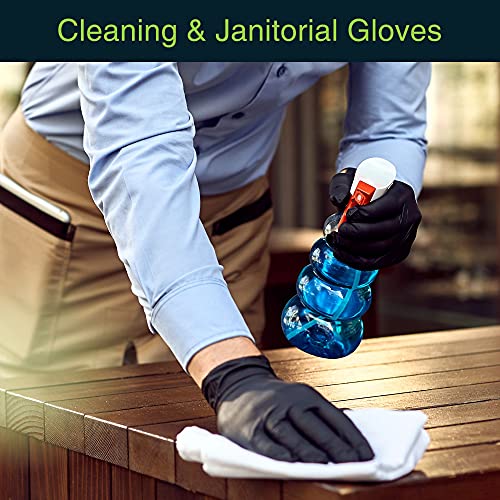 Black Vinyl Disposable Gloves Large 50 Pack - Latex Free, Powder Free Medical Exam Gloves - Surgical, Home, Cleaning, and Food Gloves - 3 Mil Thickness