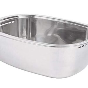 Characin Stainless Steel Dishpan Basin Dish Washing Bowl Bucket Basket Portable Tub Rack (Rounded Rectangle)