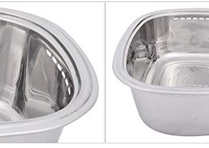 Characin Stainless Steel Dishpan Basin Dish Washing Bowl Bucket Basket Portable Tub Rack (Rounded Rectangle)