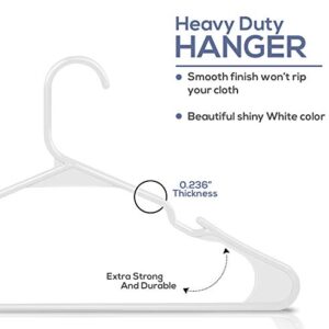 Utopia Home 50-Pack White Plastic Hangers for Clothes - Space Saving Notched Hangers - Durable and Slim - Shoulder Grooves