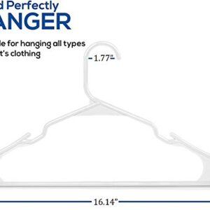 Utopia Home 50-Pack White Plastic Hangers for Clothes - Space Saving Notched Hangers - Durable and Slim - Shoulder Grooves