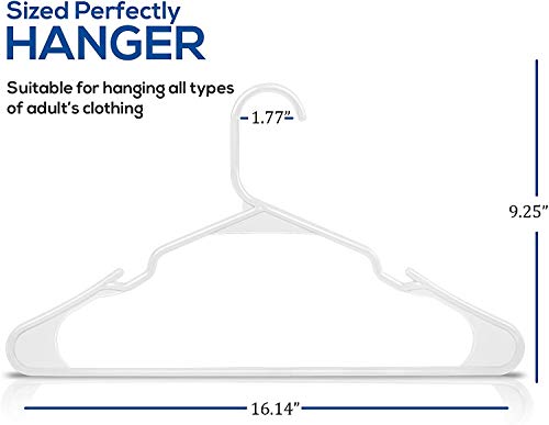 Utopia Home 50-Pack White Plastic Hangers for Clothes - Space Saving Notched Hangers - Durable and Slim - Shoulder Grooves