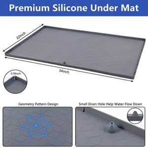 Under Sink Mat 34 x 22 Inch for Kitchen, Silicone Watrproof Under Sink Liner Kitchen Cabinet Shelf Protector Sink Drip Tray Bathroom Cabinet Undersink Mat