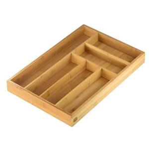 ybm home bamboo cutlery tray flatware silverware drawer organizer with 6 compartments – 341