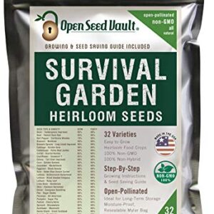 (32) Variety Pack Survival Gear Food Seeds | 15,000 Non GMO Heirloom Seeds for Planting Vegetables and Fruits. Gardening Gifts & Emergency Supplies | by Open Seed Vault