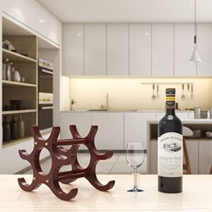 KONKY Wooden Wine Rack Countertop, 6 Bottles Floor Freestanding Wine Holder Stand Wine Bottle Holder Wine Storage Display Shelves for Kitchen, Pantry, Bar - Space Saver Protector for Red & White Wine