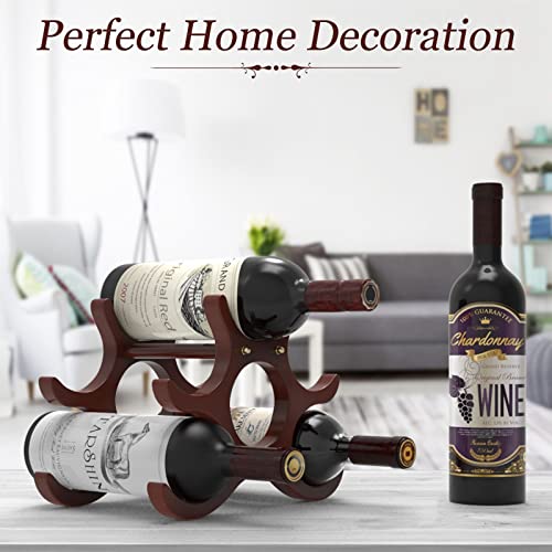 KONKY Wooden Wine Rack Countertop, 6 Bottles Floor Freestanding Wine Holder Stand Wine Bottle Holder Wine Storage Display Shelves for Kitchen, Pantry, Bar - Space Saver Protector for Red & White Wine