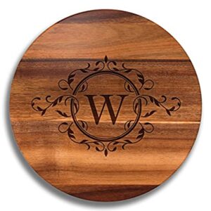 Lazy Susan Turntable, Engraved with Your Initial, Large 16" or 18” Wood Lazy Susan, Family Name Gifts, Laser Etched Wood