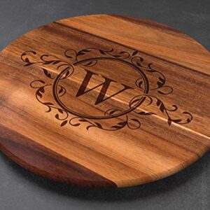 Lazy Susan Turntable, Engraved with Your Initial, Large 16" or 18” Wood Lazy Susan, Family Name Gifts, Laser Etched Wood