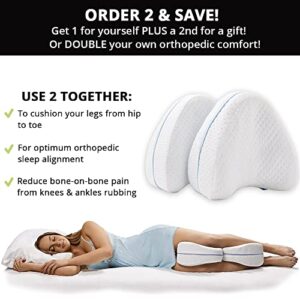 Contour Legacy Leg & Knee Foam Support Pillow - Soothing Pain Relief for Sciatica, Back, Hips, Knees, Joints - As Seen on TV