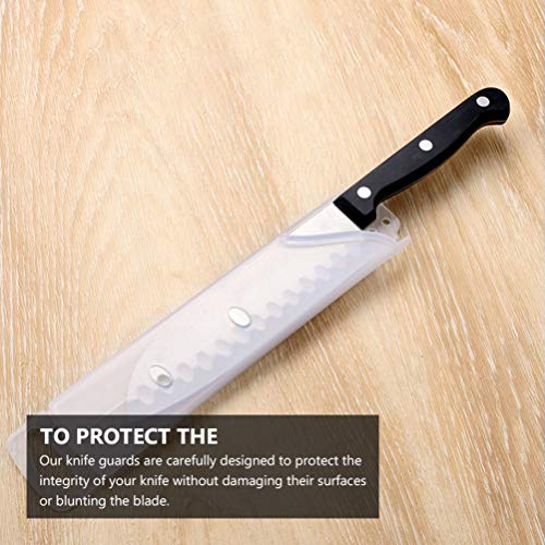 Cabilock 6pcs Universal Knives Edge Guards Clear Plastic Knives Sleeves Blades Protectors Storage Blocks Kitchen Utility Cutlery Accessories