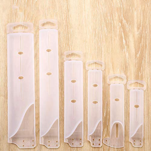 Cabilock 6pcs Universal Knives Edge Guards Clear Plastic Knives Sleeves Blades Protectors Storage Blocks Kitchen Utility Cutlery Accessories