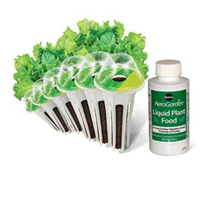 aerogarden salad greens seed pod kit with red and green leaf, romaine and butter head lettuce, liquid plant food and growing guide (6-pod)