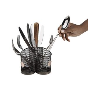 Mind Reader , Cutlery, Silverware Organizer, Utensil Caddy, Multi-Purpose Holder, Silver, One Size, Black Mesh