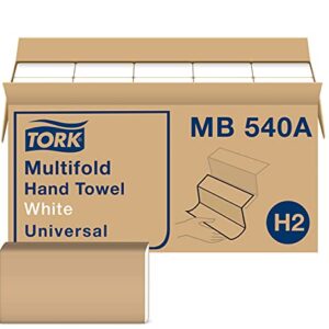 Tork Multifold Hand Towel White H2, Universal, 100% Recycled Fibers, 16 x 250 Towels, MB540A