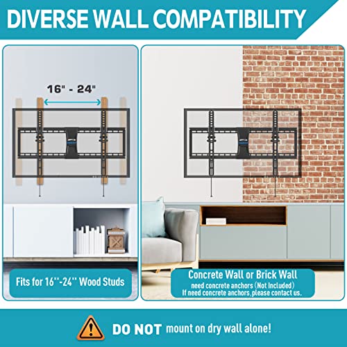 MOUNTUP UL Listed TV Wall Mount, Tilting TV Mount Bracket for Most 37-75 Inch Flat Screen/Curved TV Low Profile Wall Mount Saving Space Max VESA 600x400mm Hold up to 99 lbs Fit 16" 18" 24" Stud MU0008