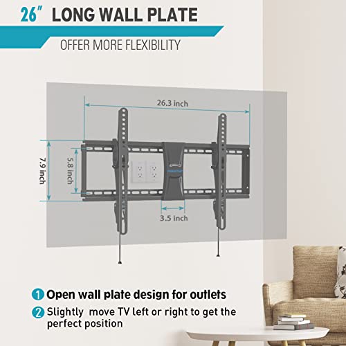 MOUNTUP UL Listed TV Wall Mount, Tilting TV Mount Bracket for Most 37-75 Inch Flat Screen/Curved TV Low Profile Wall Mount Saving Space Max VESA 600x400mm Hold up to 99 lbs Fit 16" 18" 24" Stud MU0008