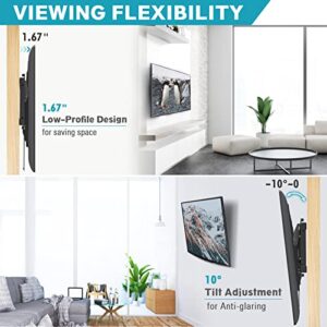 MOUNTUP UL Listed TV Wall Mount, Tilting TV Mount Bracket for Most 37-75 Inch Flat Screen/Curved TV Low Profile Wall Mount Saving Space Max VESA 600x400mm Hold up to 99 lbs Fit 16" 18" 24" Stud MU0008