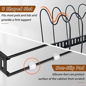 BIEOFFEI Expandable Pots and Pans Organizer for Cabinet, Pan Organizer Pot Lid Organizer with 13 Adjustable Compartment for Kitchen (Black)