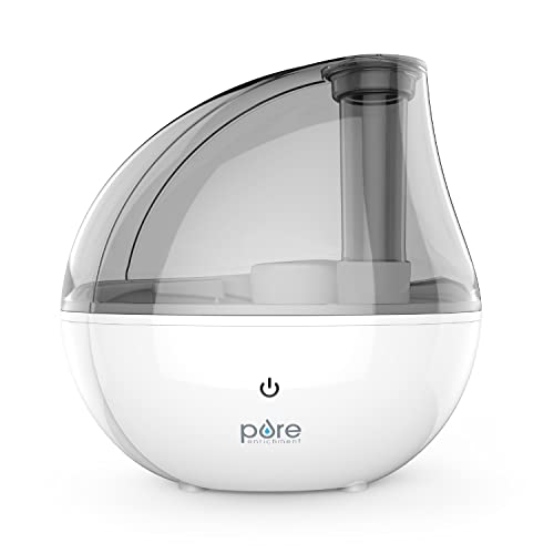 Pure Enrichment® MistAire™ Silver Ultrasonic Cool Mist Humidifier for Bedroom, Office, Nursery & Indoor Plants - Lasts Up to 25 Hours, Whisper-Quiet Operation, Optional Night Light, & Auto Shut-Off