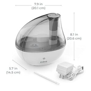 Pure Enrichment® MistAire™ Silver Ultrasonic Cool Mist Humidifier for Bedroom, Office, Nursery & Indoor Plants - Lasts Up to 25 Hours, Whisper-Quiet Operation, Optional Night Light, & Auto Shut-Off