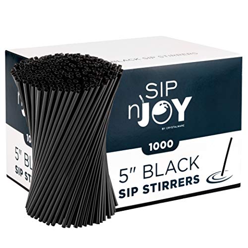 Coffee Stirrers Sticks, Disposable Plastic Drink Stirrer Sticks, 1000 Stirrers, Use It As A Coffee Straws Or A Cocktail Mixers, 5-Inch (Pack of 1), Black