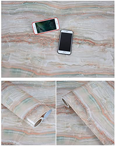 Self Adhesive Vinyl Glossy Granite Marble Contact Paper for Kitchen Countertop Table Desk Bathroom Counter Floor Walls Decal Removable Waterproof 15.7 by 117 Inches