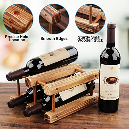 IWNTWY Wine Racks Countertop, 12 Wine Bottle Holder Stand, Freestanding Floor Wine Storage Shelf, DIY Assembly Wooden Wine Rack Water Bottle Organizer for Home Kitchen Cabinet Bar Wine Gifts