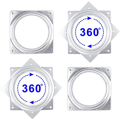 4Pack 6 Inch Heavy Duty Lazy Susan Hardware Square Lazy Susan Turntable Bearings Swivel Zinc Plate Steel Swivel Plate for Kitchen Storage Rack, Cake, DIY Project for Desk, Chair, 200LB Capacity