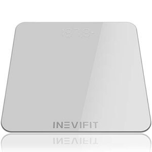 inevifit bathroom scale, highly accurate digital bathroom body scale, measures weight up to 400 lbs. includes batteries