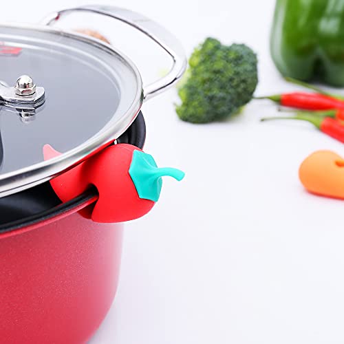 SEFEI, 3pcs Pot Lid Holders, Silicone Lid Lifters for Pots and Saucepan, Boil Over Stopper, SpillProof Steam Releaser Unique Kitchen Gadgets for Cooking