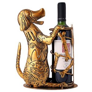 dorlotou gold wine holder metal dog shaped wine rack for home dinning tabletop decoration gifts