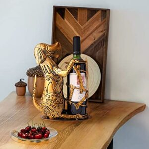 Dorlotou Gold Wine Holder Metal Dog Shaped Wine Rack for Home Dinning Tabletop Decoration Gifts