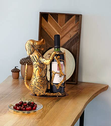 Dorlotou Gold Wine Holder Metal Dog Shaped Wine Rack for Home Dinning Tabletop Decoration Gifts