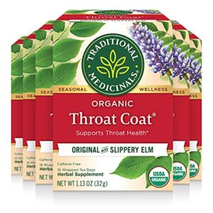 traditional medicinals organic throat coat seasonal tea, 16 count (pack of 6)