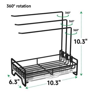 SOFRON Kitchen Sink Caddy Organizer Dish Cloth Holder with Drip Tray and Swivel Rack for Rag Sponge Brush Soap at Kitchen Bathroom