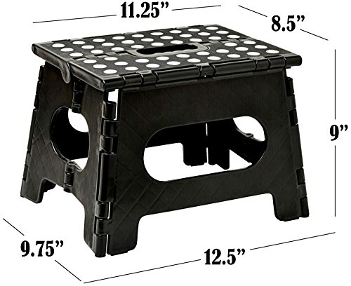 Folding Step Stool - The Lightweight Step Stool is Sturdy Enough to Support Adults and Safe Enough for Kids. Opens Easy with One Flip. Great for Kitchen, Bathroom, Bedroom, Kids or Adults.