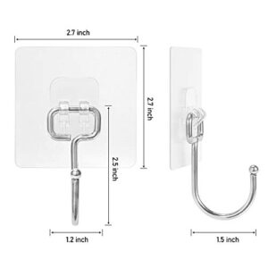 FACURY Large Adhesive Hooks 22Ib(Max), Waterproof and Rustproof Wall Hooks for Hanging Heavy Duty, Stainless Steel Towel and Coats Hooks to use Inside Kitchen, Bathroom, Home and Office, 8Pack