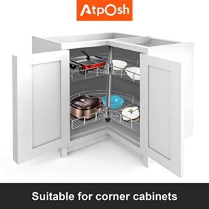 Atposh 28" Kidney Chrome Lazy Susans Kitchen Corner Cabinet Organizer (Not Cabinet Door) 270° 2 Shelf Rotating Storage Rack (28 Inch)