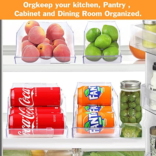 Soda Can Organizer for Refrigerator Foldable Can Holder Dispenser, Soda Can Organizer for pantry, Freezer, Holds Up to 9 Cans Each, BPA-Free, Clear Design