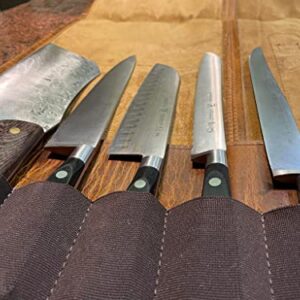 Knife Bag Knife Roll - Case for Knives - SharpStyle: Genuine Leather Chef Knife Roll - Beautifully Holds 10 Knives + Utility Pockets - Includes Leather Carry Handle and Strap - Large.