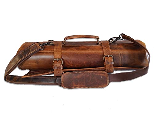 Knife Bag Knife Roll - Case for Knives - SharpStyle: Genuine Leather Chef Knife Roll - Beautifully Holds 10 Knives + Utility Pockets - Includes Leather Carry Handle and Strap - Large.