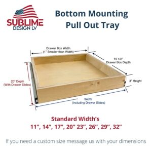 Sublime Design | Bottom Mount | Pull Out Tray | Baltic Birch Drawer for Kitchen Cabinets | Slide Out Shelves | Roll Out Cabinet Organizer (20" Wide)