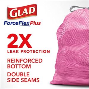 GLAD ForceFlexPlus Tall Kitchen Drawstring Trash Bags, 13 Gallon Pink Trash Bag for Kitchen Trash Can, Cherry Blossom Febreze Freshness and Leak Protection, 90 Count